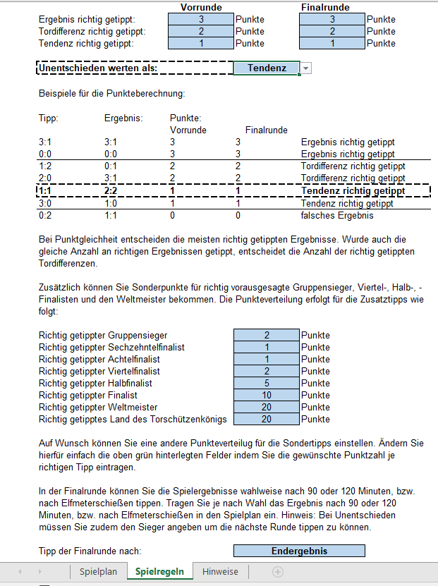 Excel Fußball WM Tippspiel 2026